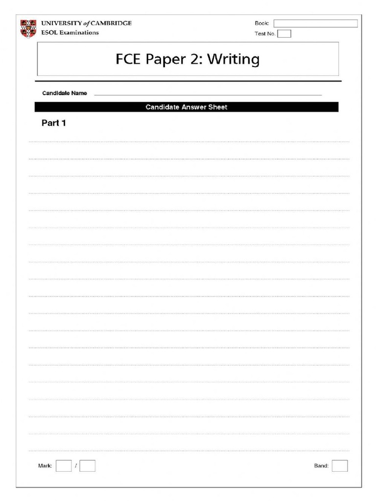 FCE Answer Sheet Writing Part 1 | PDF