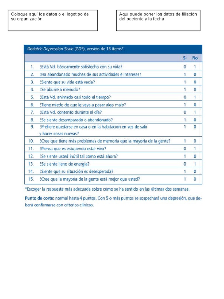 Geriatric Depression Scale (GDS) | PDF