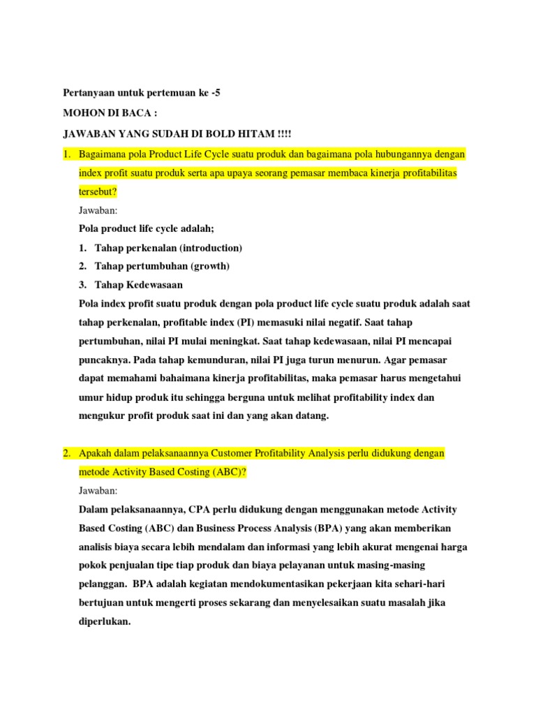Daftar Pertanyaan PPT BAB 5 | PDF