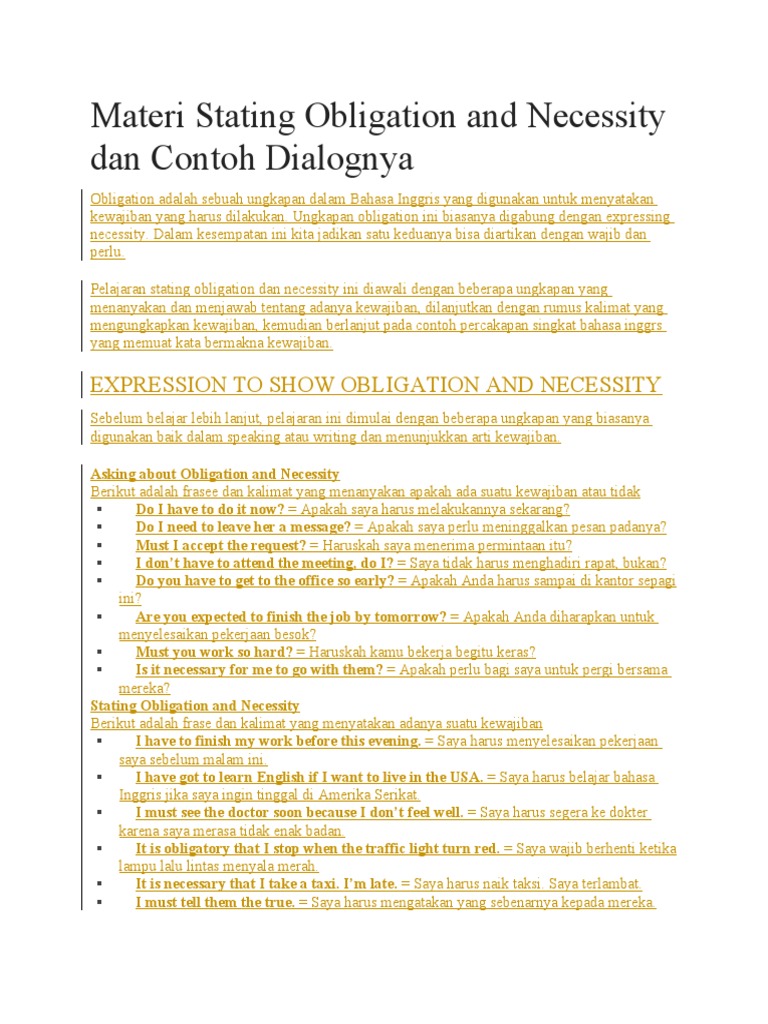 Materi Stating Obligation and Necessity | PDF