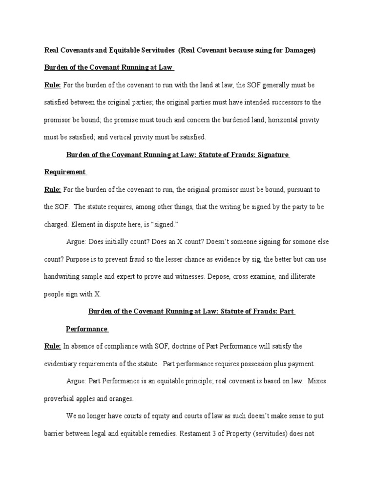 Real Covenants and Equitable Servitudes | PDF | Covenant (Law ...