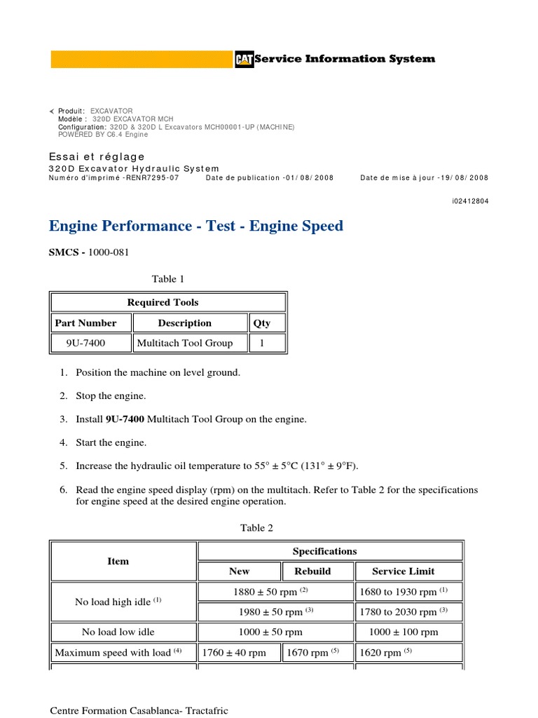 Engine Performance - Test - Engine Speed: Essai Et Réglage | PDF ...