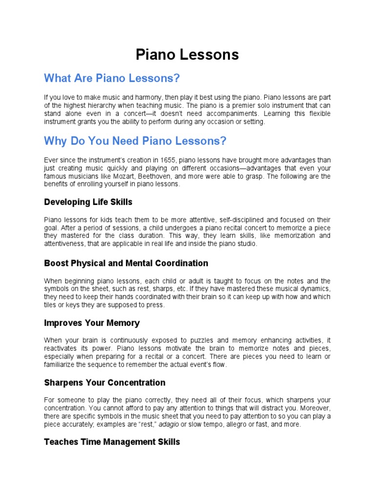 What Are Piano Lessons? | PDF | Piano | Sheet Music
