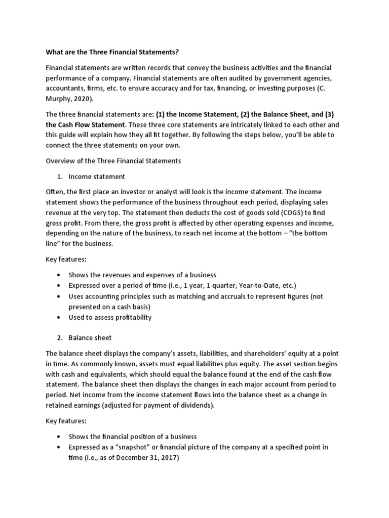 Three Key Financial Statements Guide | PDF | Cash Flow Statement ...