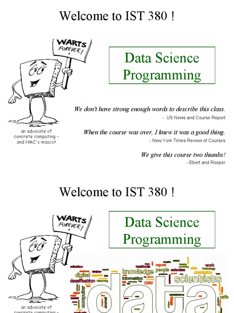 Welcome To IST 380 !: Data Science Programming | Download Free PDF ...