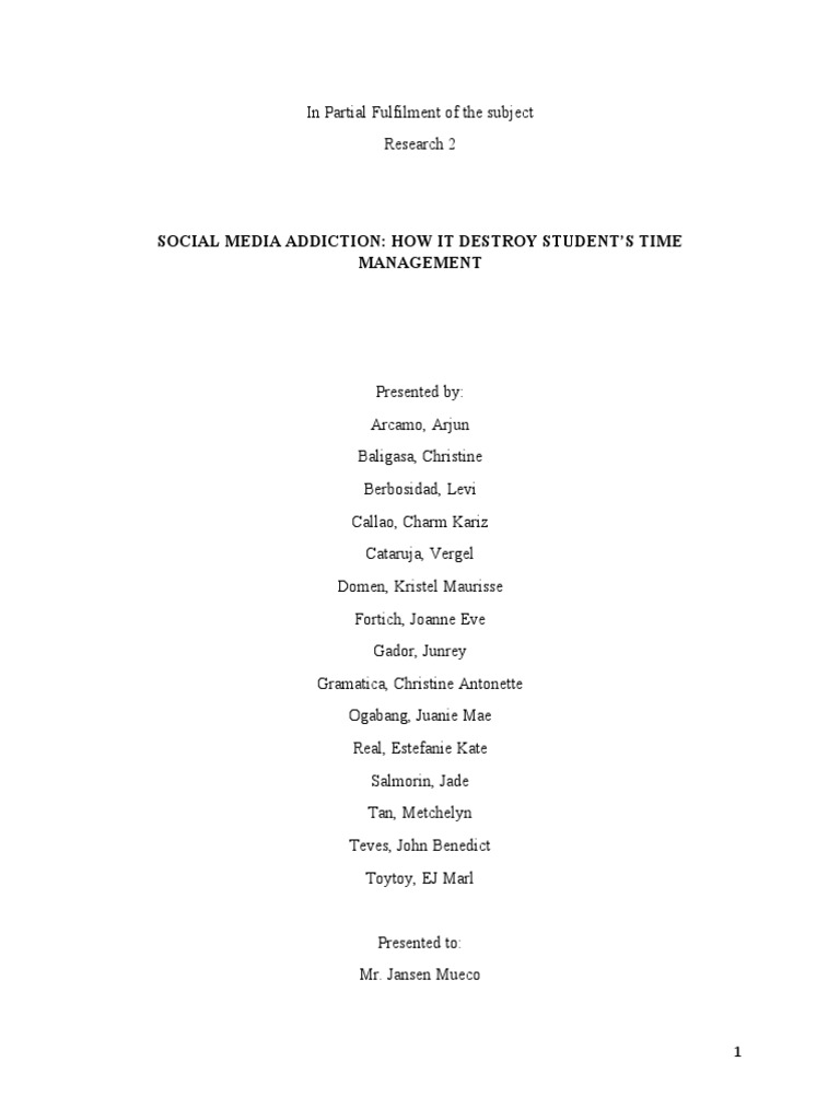 Social Media Addiction's Impact on Students | PDF | Survey Methodology ...