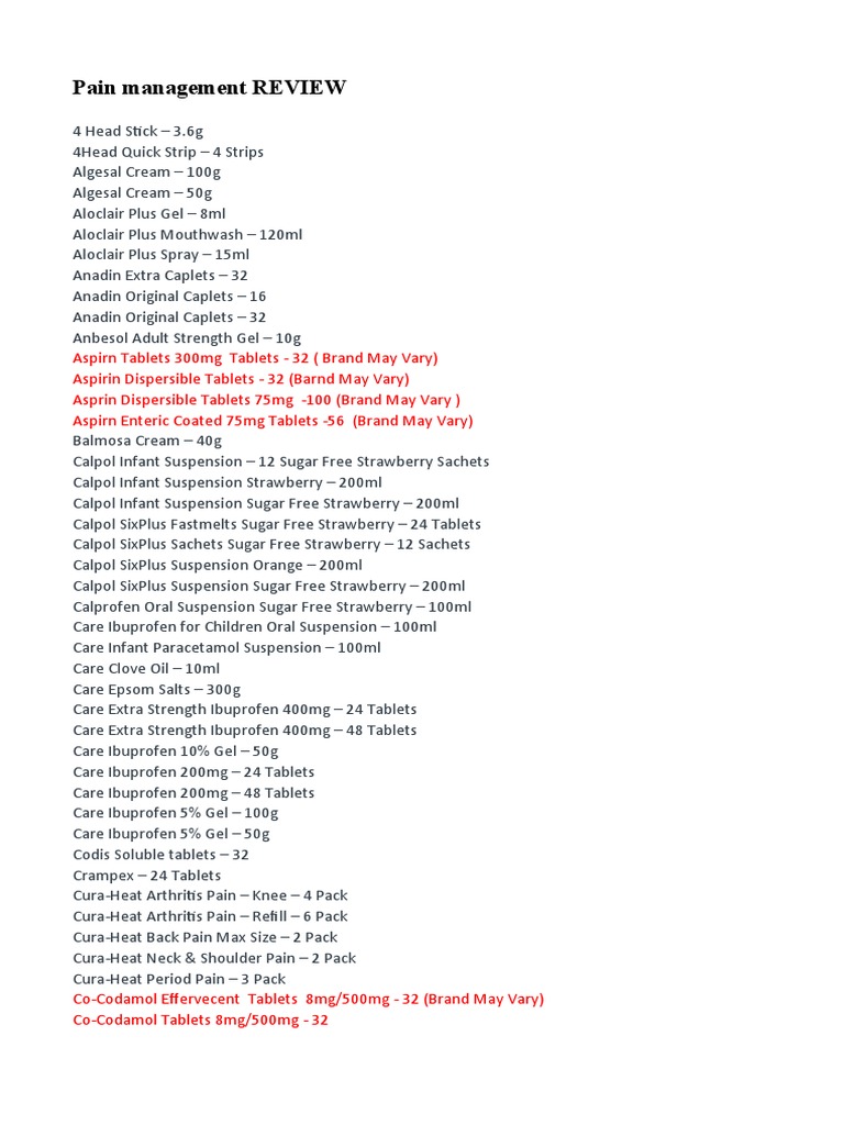 Pain Management P Meds Review | PDF | Topical Medication | Medical ...