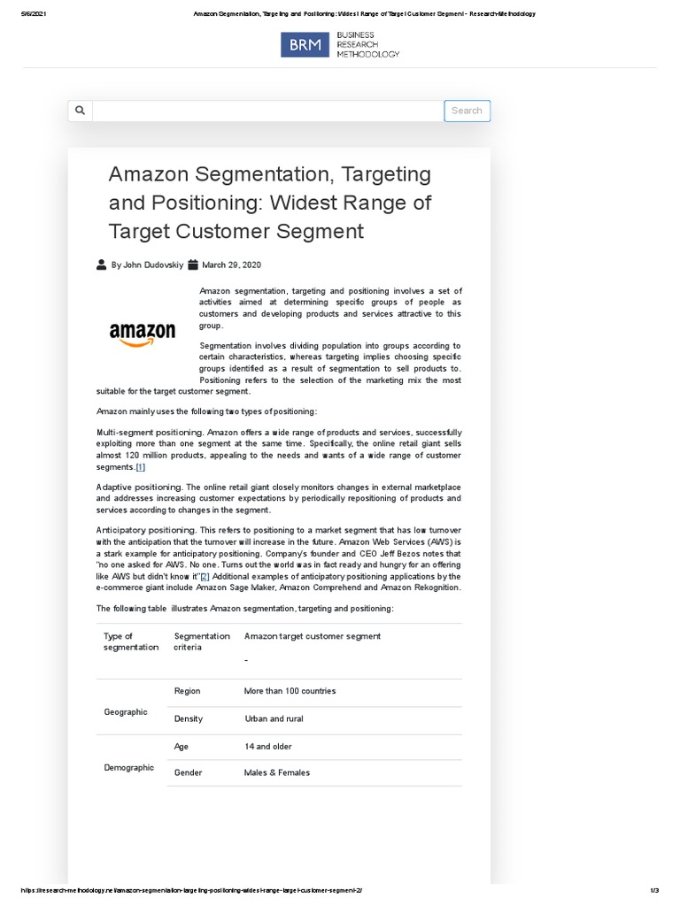 Amazon Segmentation, Targeting and Positioning - Widest Range of Target ...