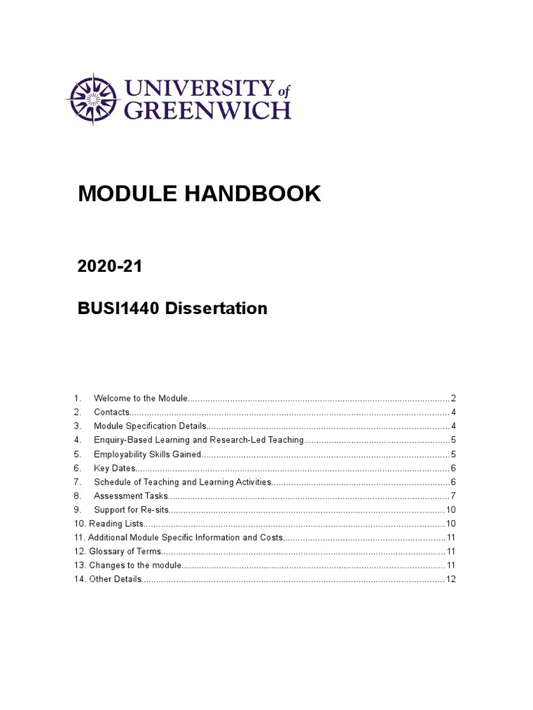 Module Handbook: 2020-21 BUSI1440 Dissertation | PDF | Thesis ...