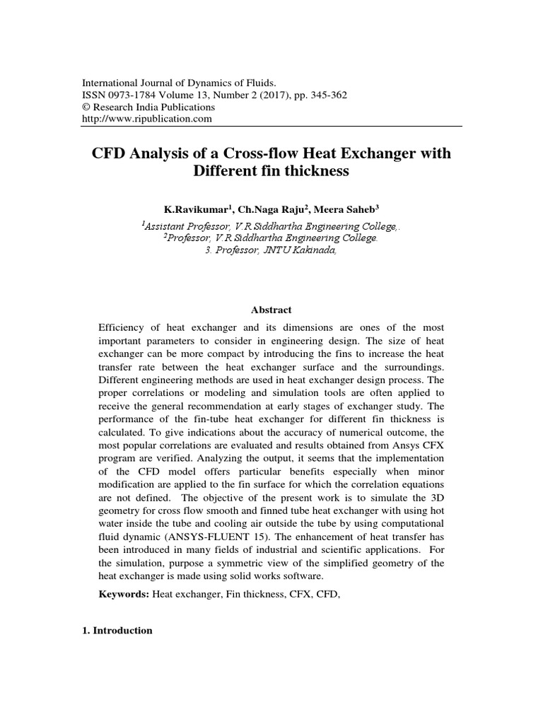 CFD Analysis of A Cross-Flow Heat Exchanger With Different Fin ...