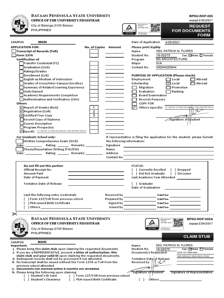 ROF 025 Request For Documents Fillable Form | PDF | Test/Examination ...