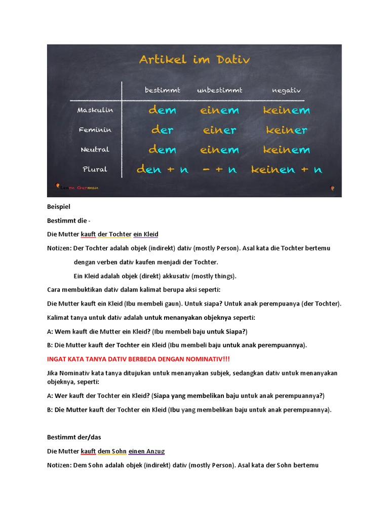 Artikel Im Dativ | PDF