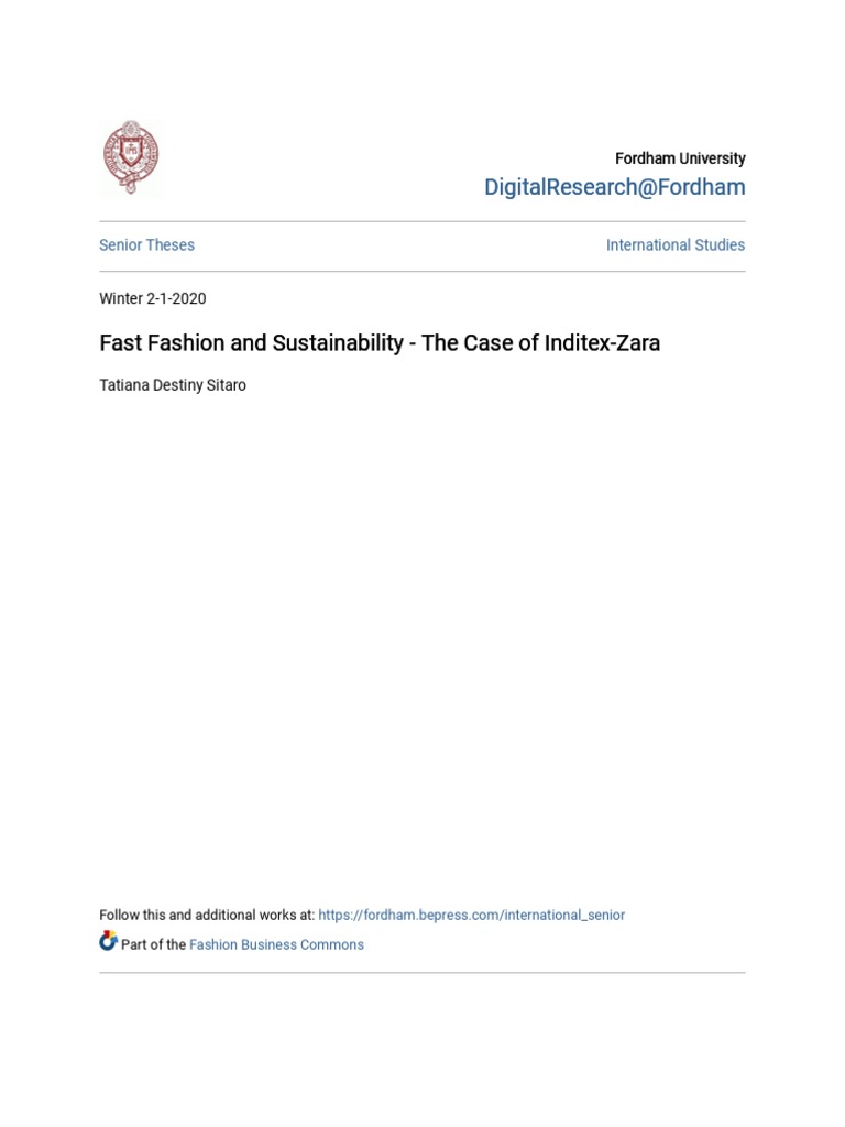 Fast Fashion and Sustainability - The Case of Inditex-Zara | PDF ...
