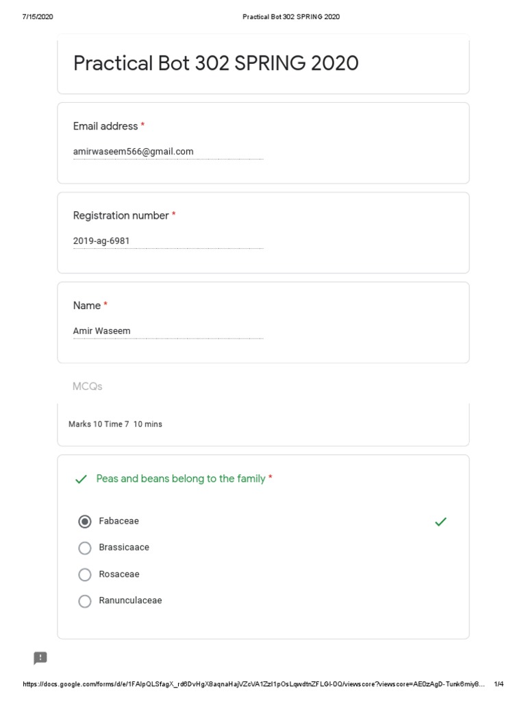 Practical Bot 302 SPRING 2020 | PDF | Plants | Science