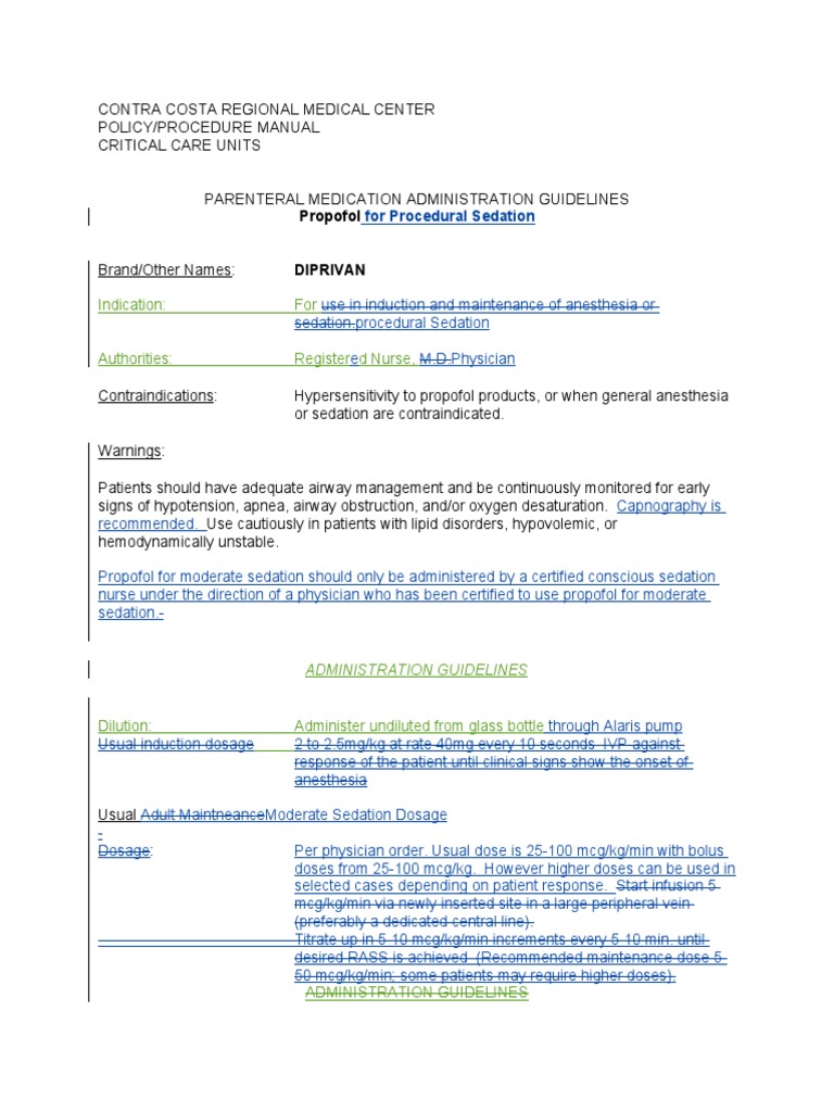 Propofol For Procedural Sedation | PDF | Anesthesia | Pain