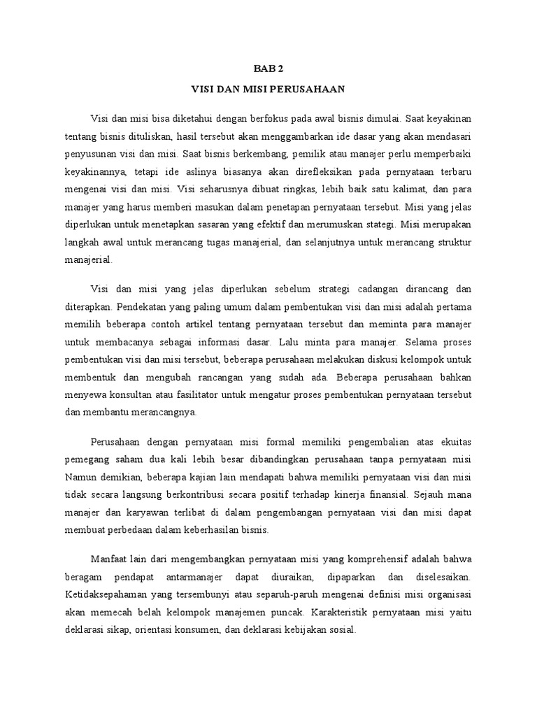 Bab 2 Visi Dan Misi | PDF | Pengembangan Diri