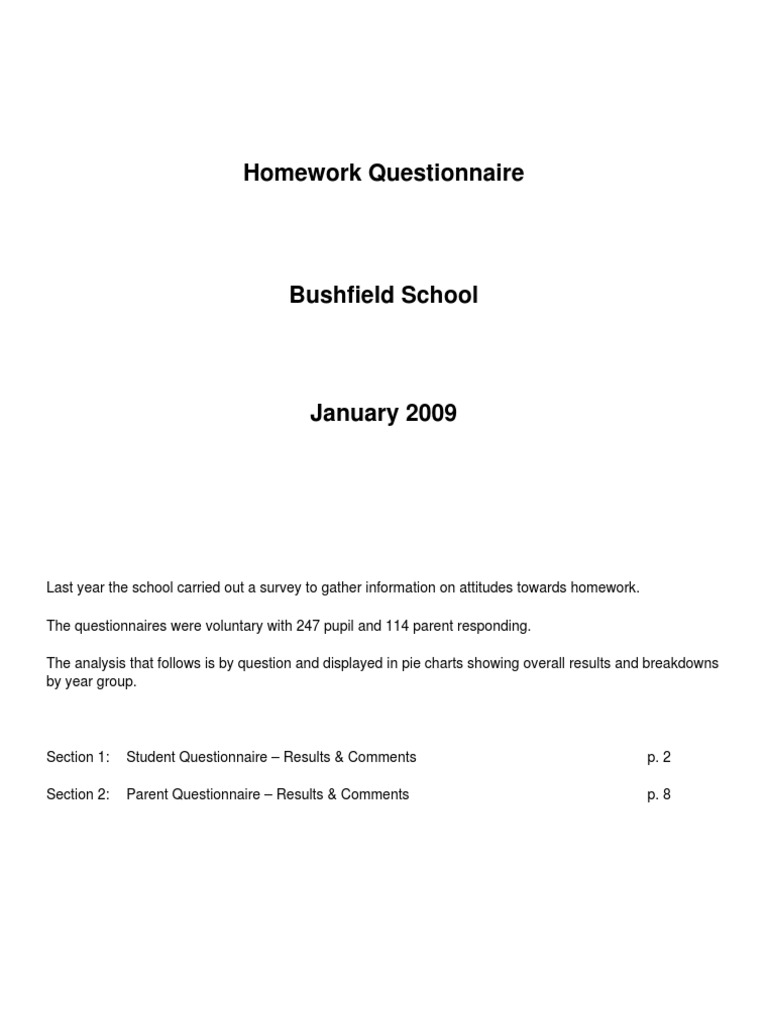 Homework Survey Results at Bushfield School | PDF | Homework ...