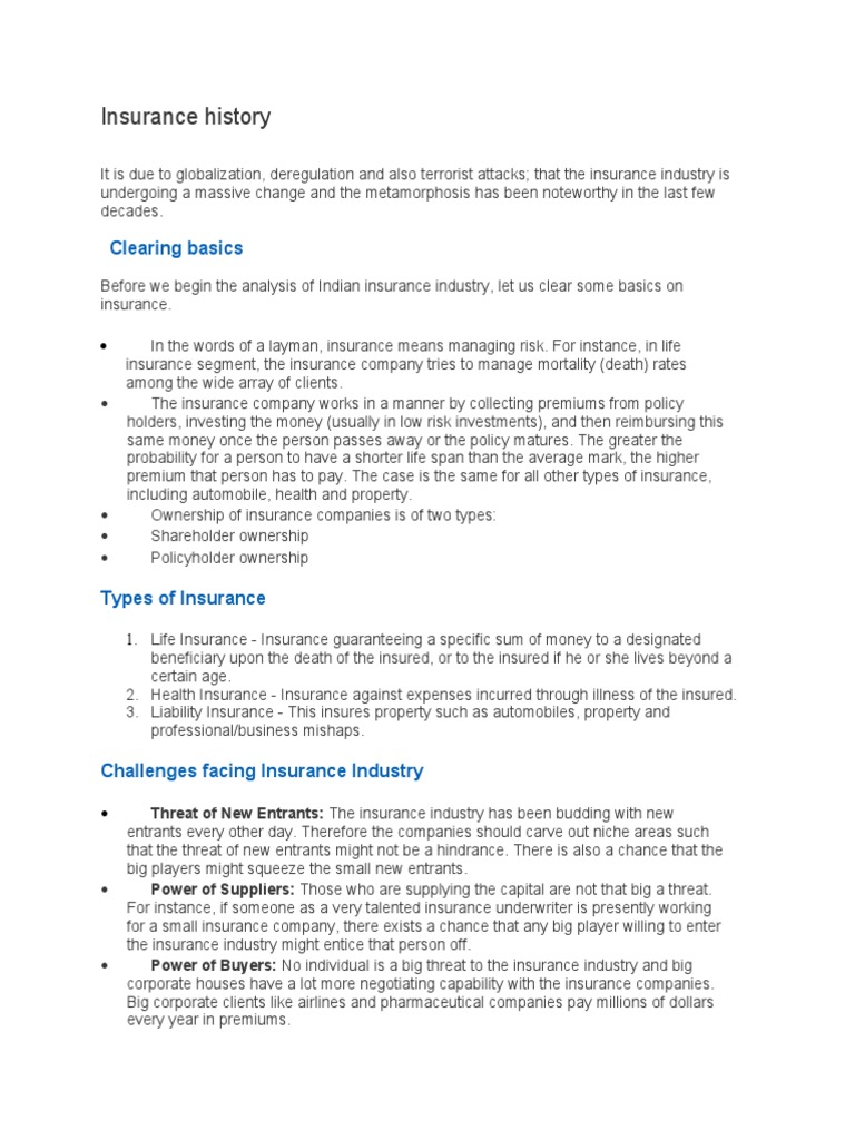 Insurance History | PDF | Insurance | Life Insurance