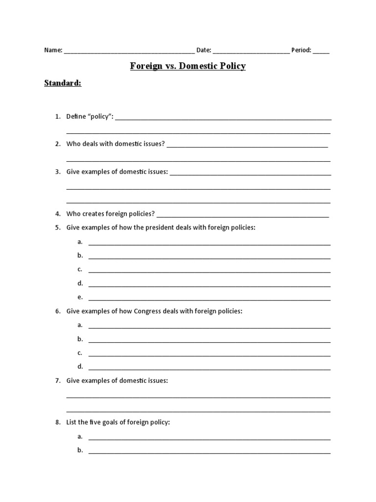 Understanding Foreign and Domestic Policy | PDF | Peace | Foreign ...