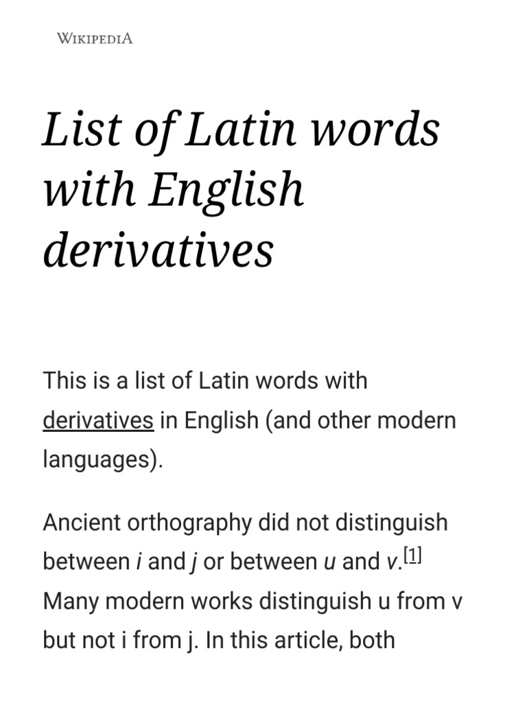 List of Latin Words With English Derivatives - Wikipedia | PDF ...
