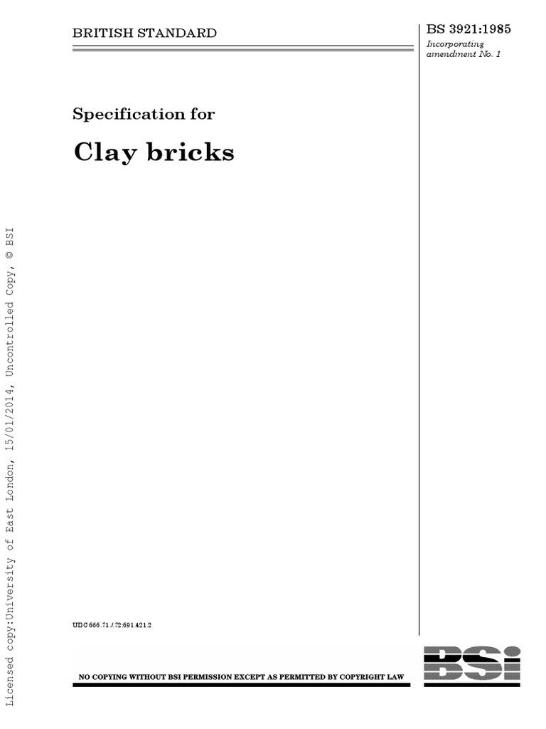 BS 3921.specification For Clay Bricks | PDF | Brick | Engineering Tolerance