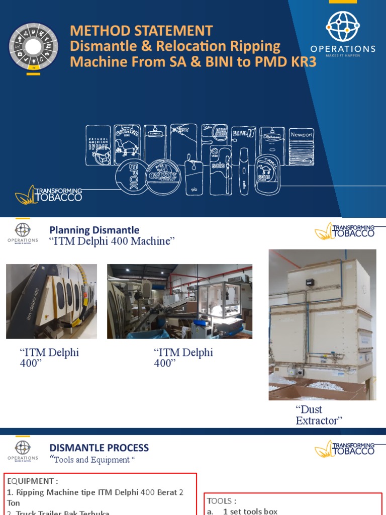 Method Statement Dismantle & Relocation Ripping Machine From SA & BINI ...