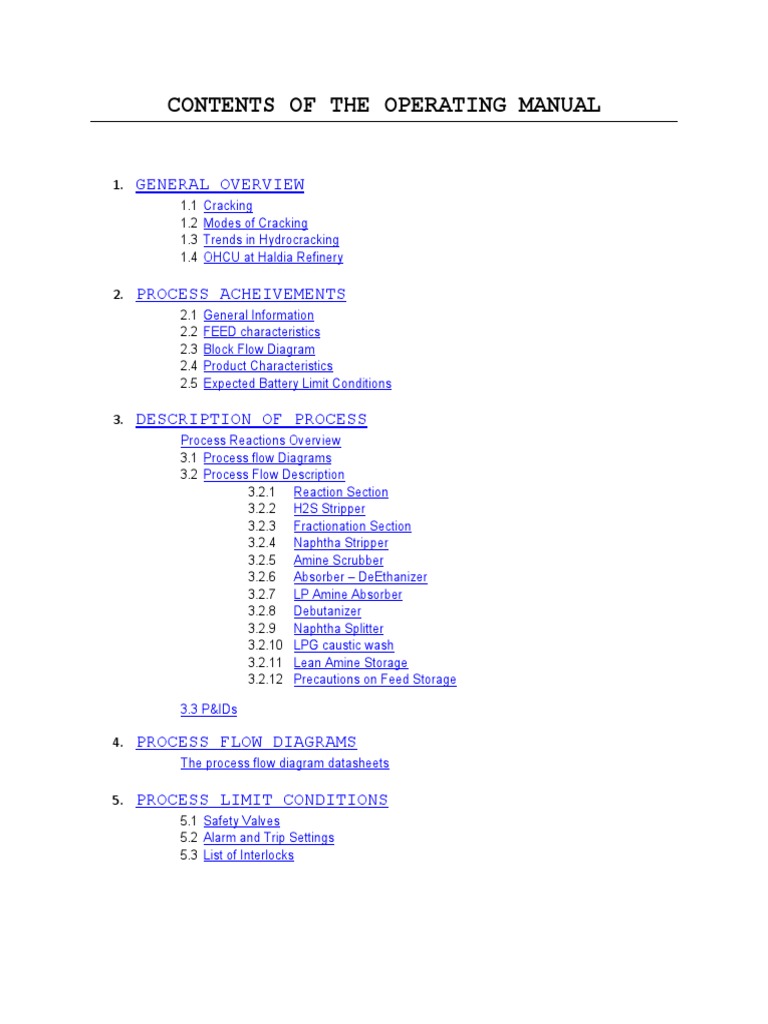 Contents of The Operating Manual: General Overview | PDF | Cracking ...