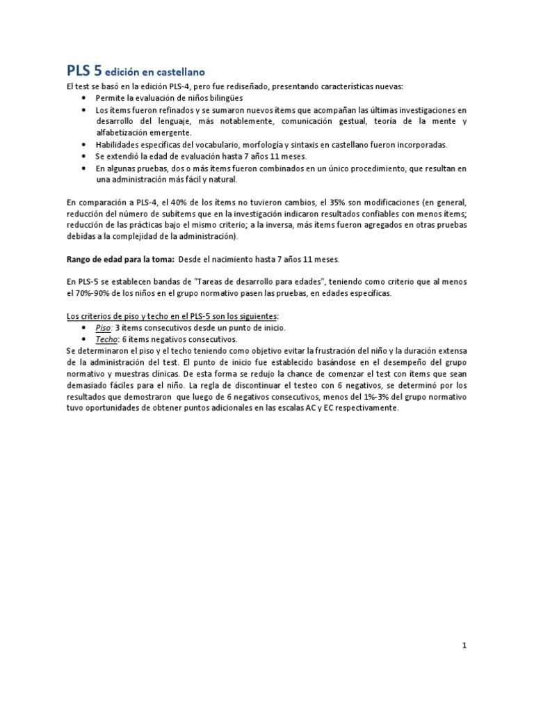 PLS-5 Notas Del Manual | Descargar gratis PDF | Significancia ...