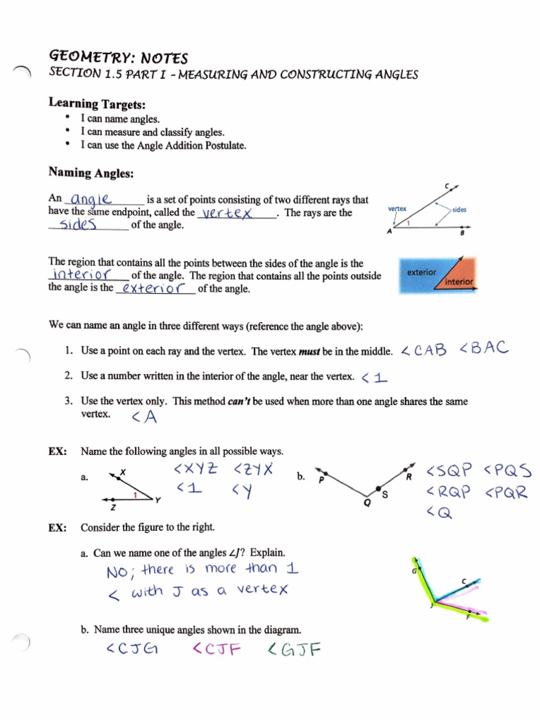 Geometry 1.5 Part 1 Notes - Complete | PDF | Angle | Triangle Geometry