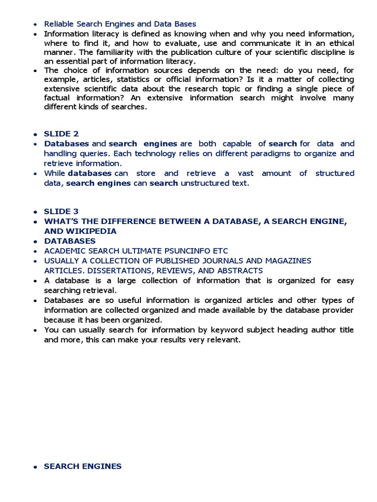 Reliable Search Engines and Data Bases | PDF | Web Search Engine ...