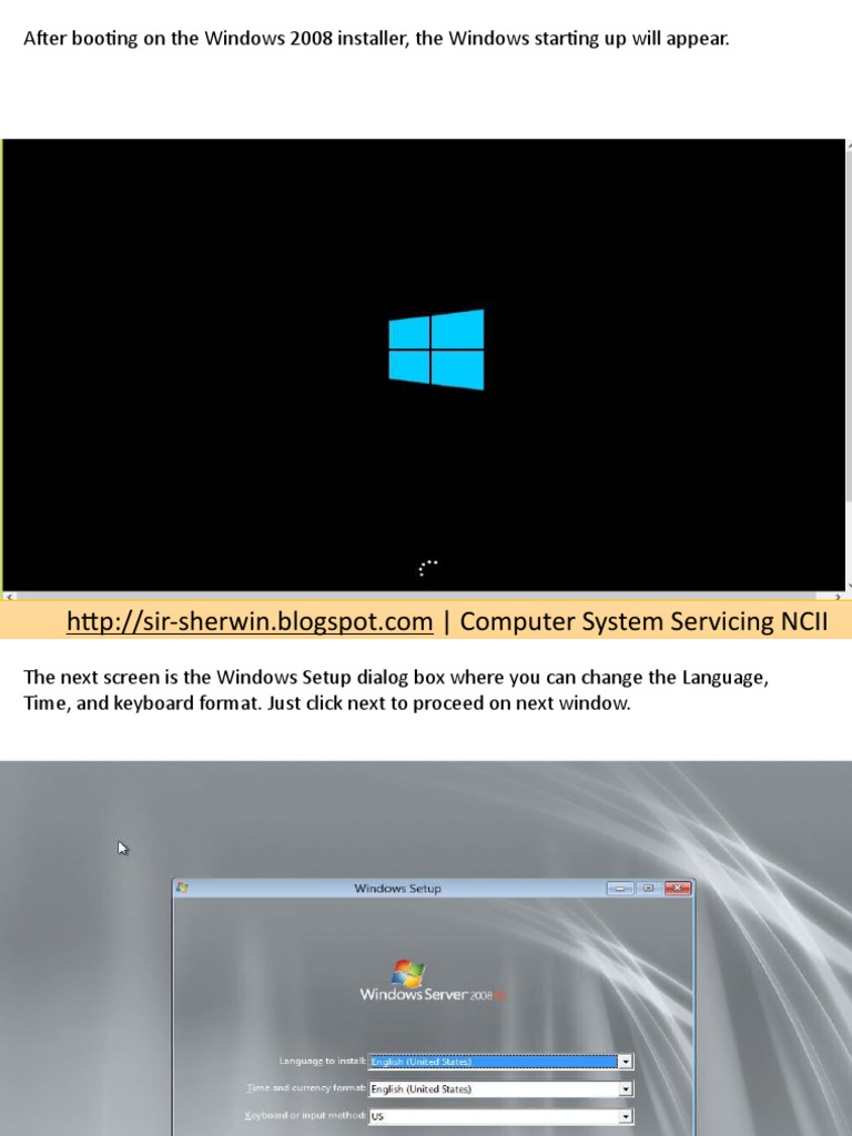 Installing Window Server 2008r2 First Task | PDF | Microsoft Windows ...