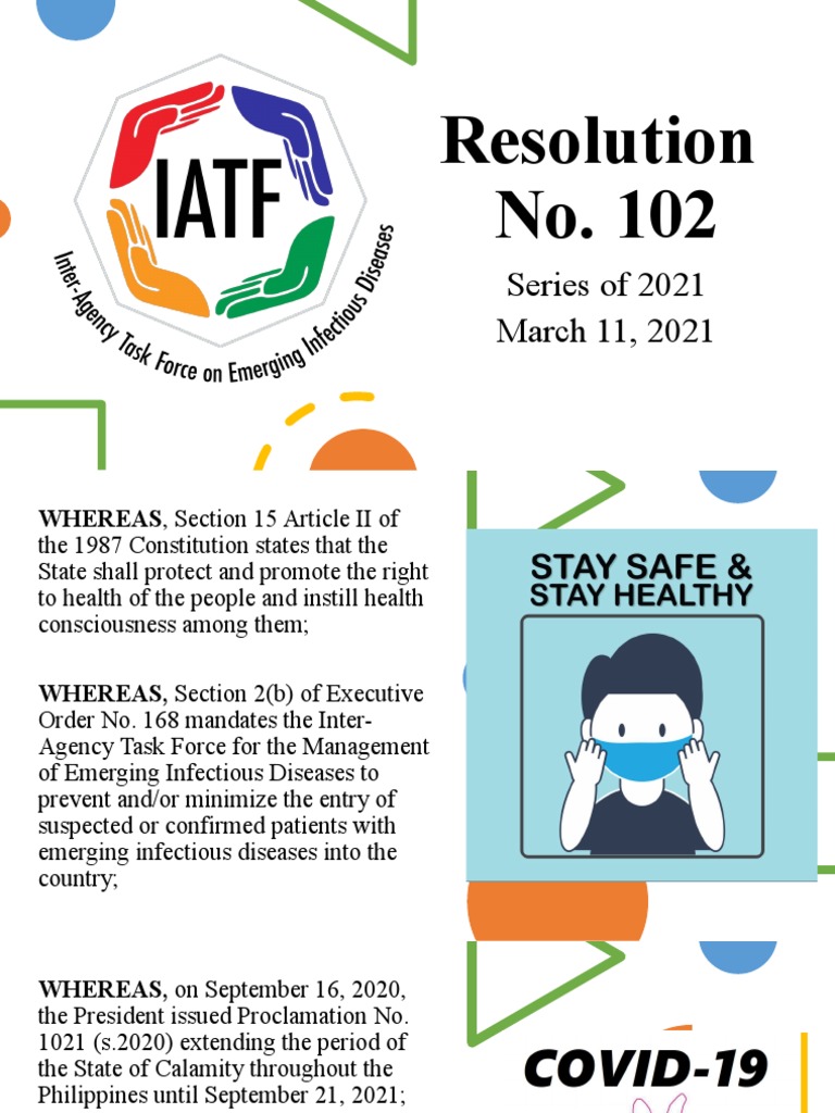 IATF Resolution 102 | PDF | Epidemiology | Health Sciences