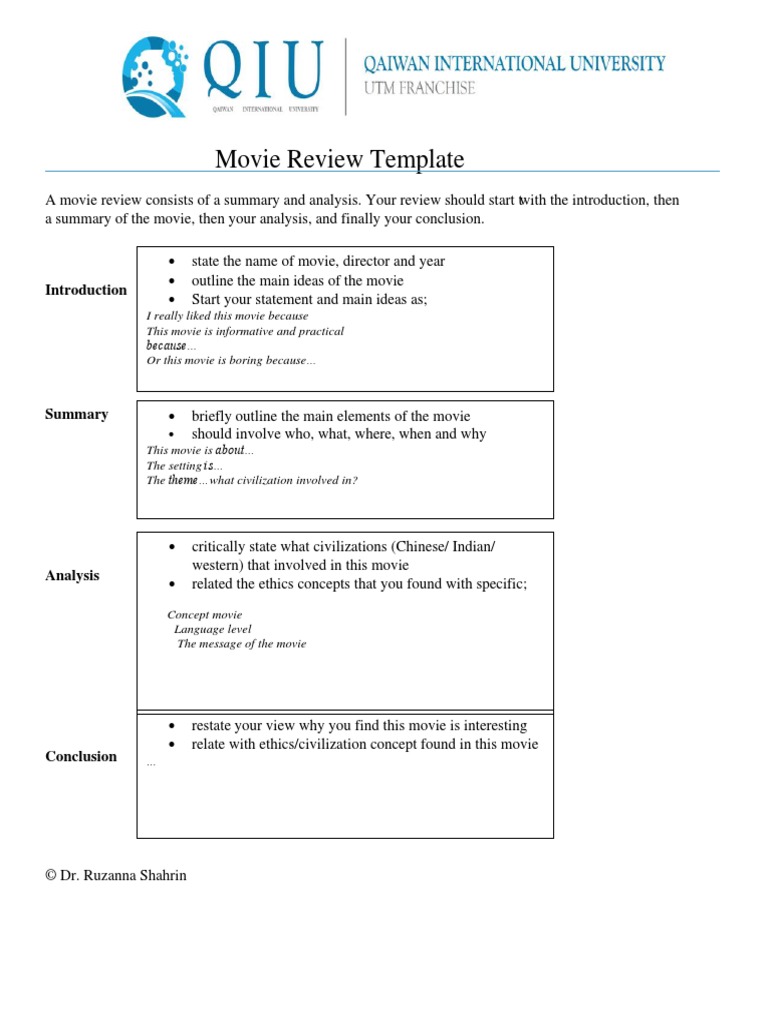 Movie Review Template | PDF