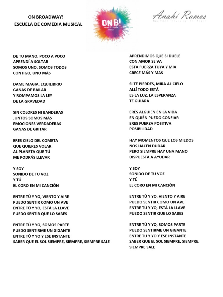 Un mensaje de unión y esperanza: la letra de la canción 'Somos Uno' | PDF