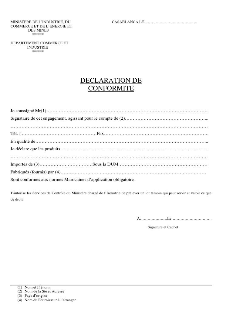 Declaration de Conformité | PDF