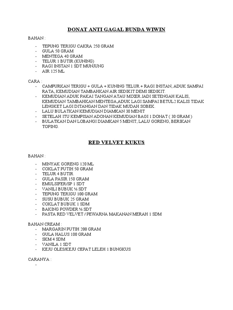 Resep Kue Bunda Wiwin | PDF | Gaya Hidup