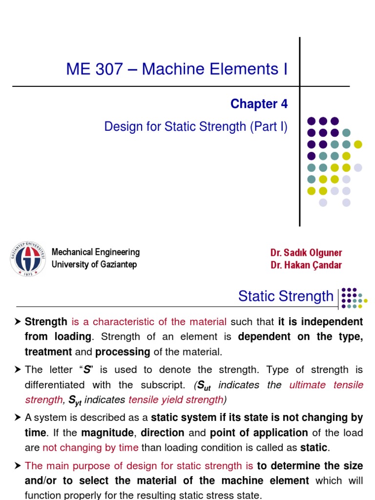 CHP 4 - Design For Static Strength (Part I) | PDF | Strength Of ...