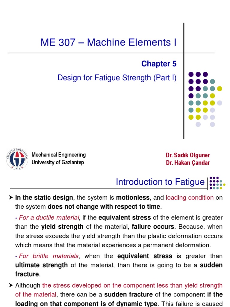 CHP 5 - Design For Fatigue Strength (Part I) | PDF | Strength Of ...