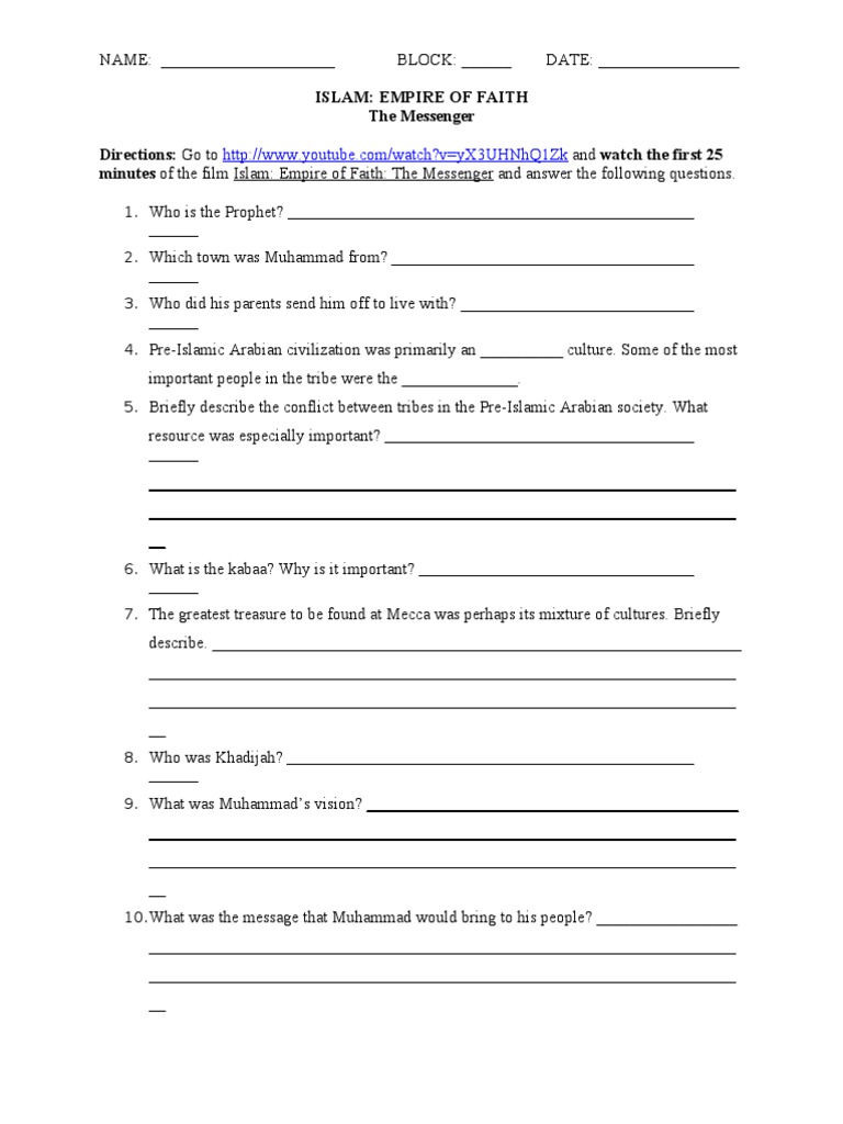 Empire of Faith Homework Worksheet | PDF