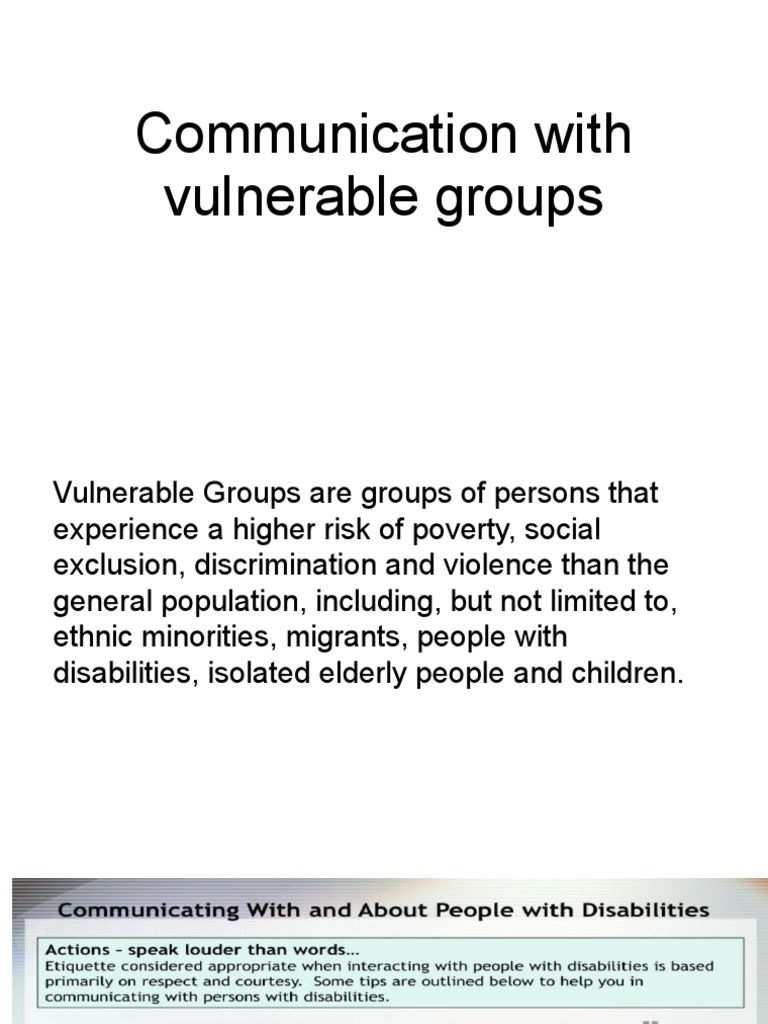 Communicating With Vulnerable Groups | PDF