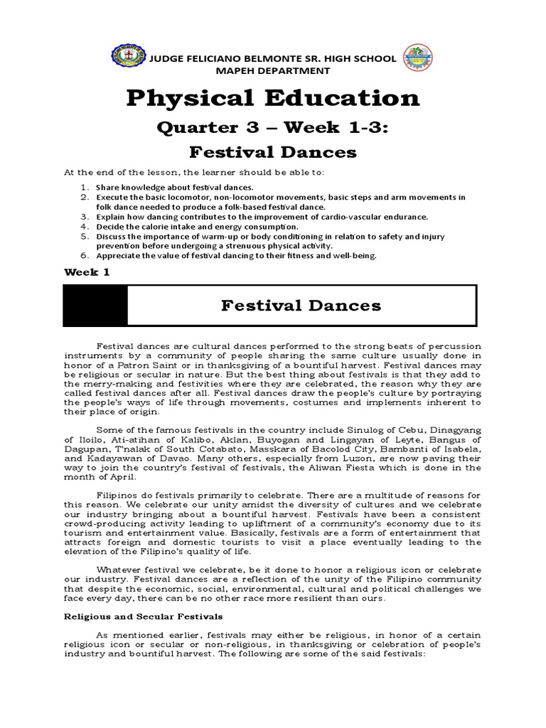 Physical Education Week 1-3 - 3rd Quarter | PDF | Foot | Anatomical ...