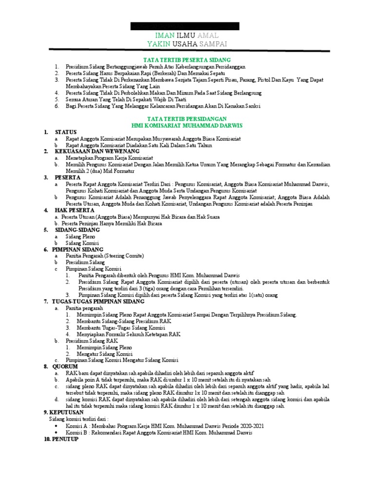 Tata Tertib Rapat HMI Muhammad Darwis | PDF