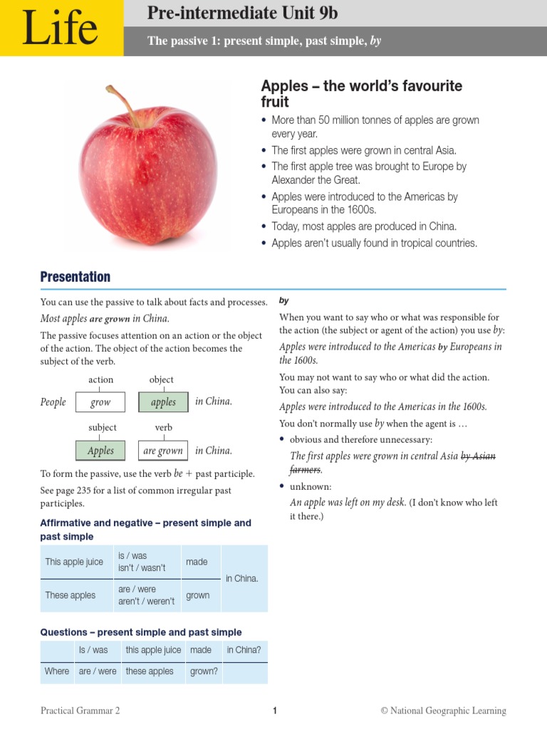 Pre-Intermediate Unit 9b PRACTICE | PDF | Banana | Apple