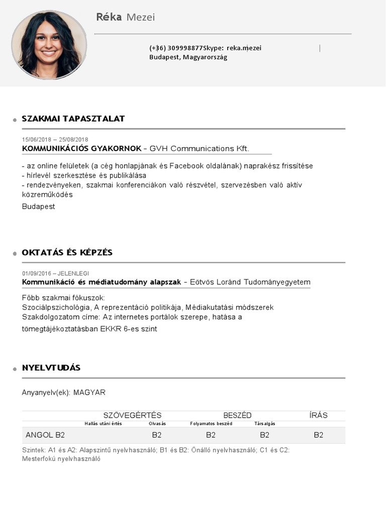 Mezei Reka CV Uj 02 PDF | PDF