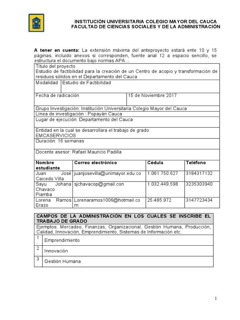 11.anteproyecto Centro Acopio | PDF | Residuos | Teoría