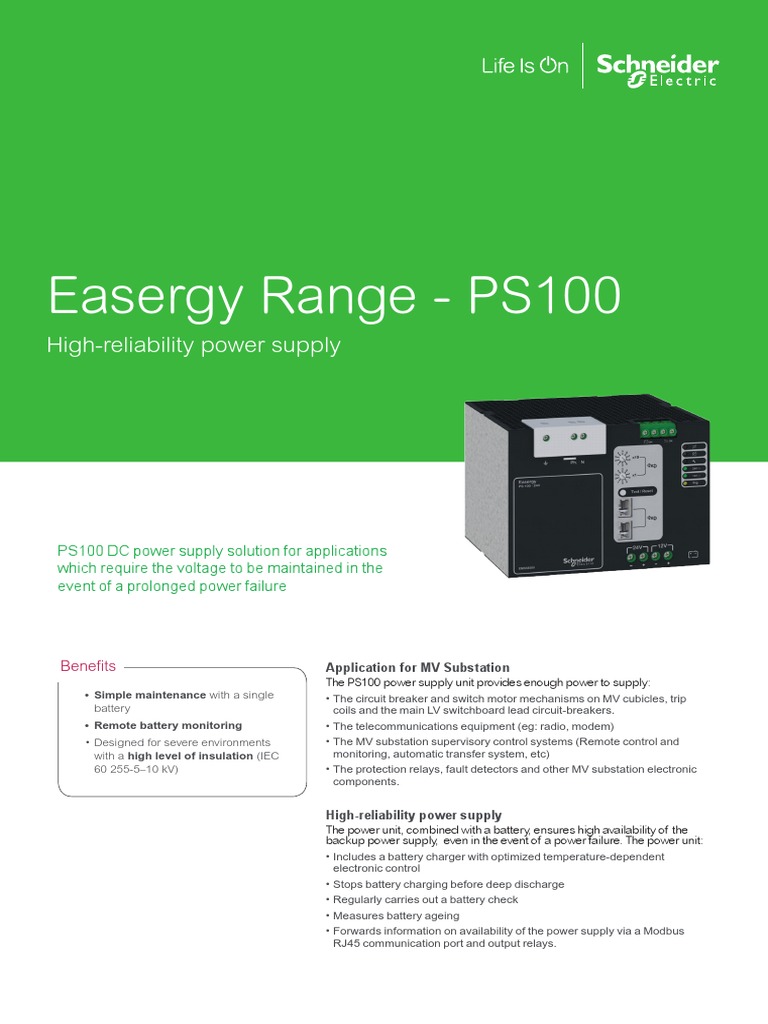 Easergy Range - PS100 High Reliability Power Supply | PDF | Power ...
