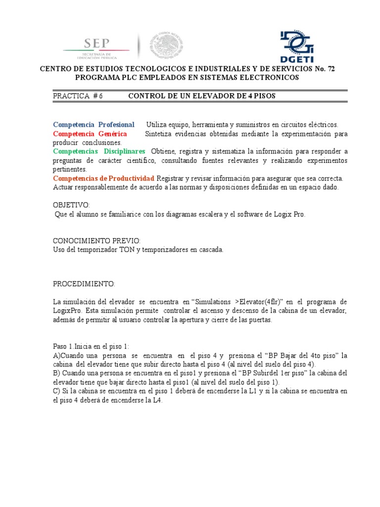 Practica 6 Pplc. | PDF | Ascensor | Laboratorios