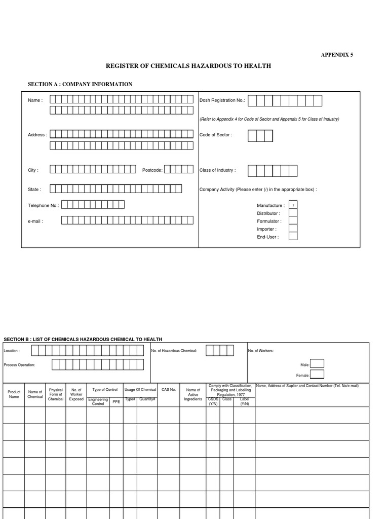 Chemical Register for Hazardous Substances | PDF