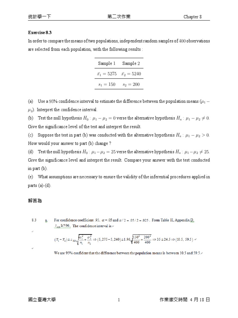 Chapter 8 Solution | PDF | Statistical Hypothesis Testing | Confidence ...