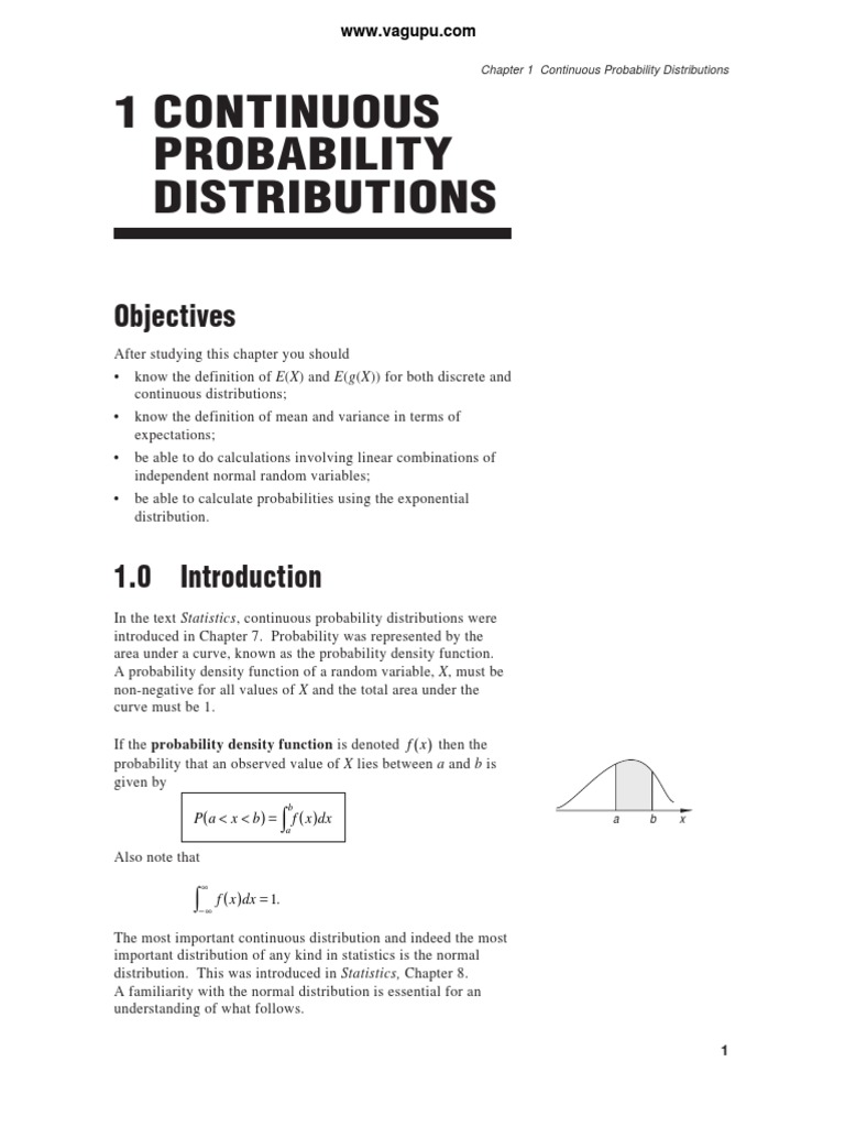 1 Continuous Probability Distributions: Objectives | Download Free PDF ...